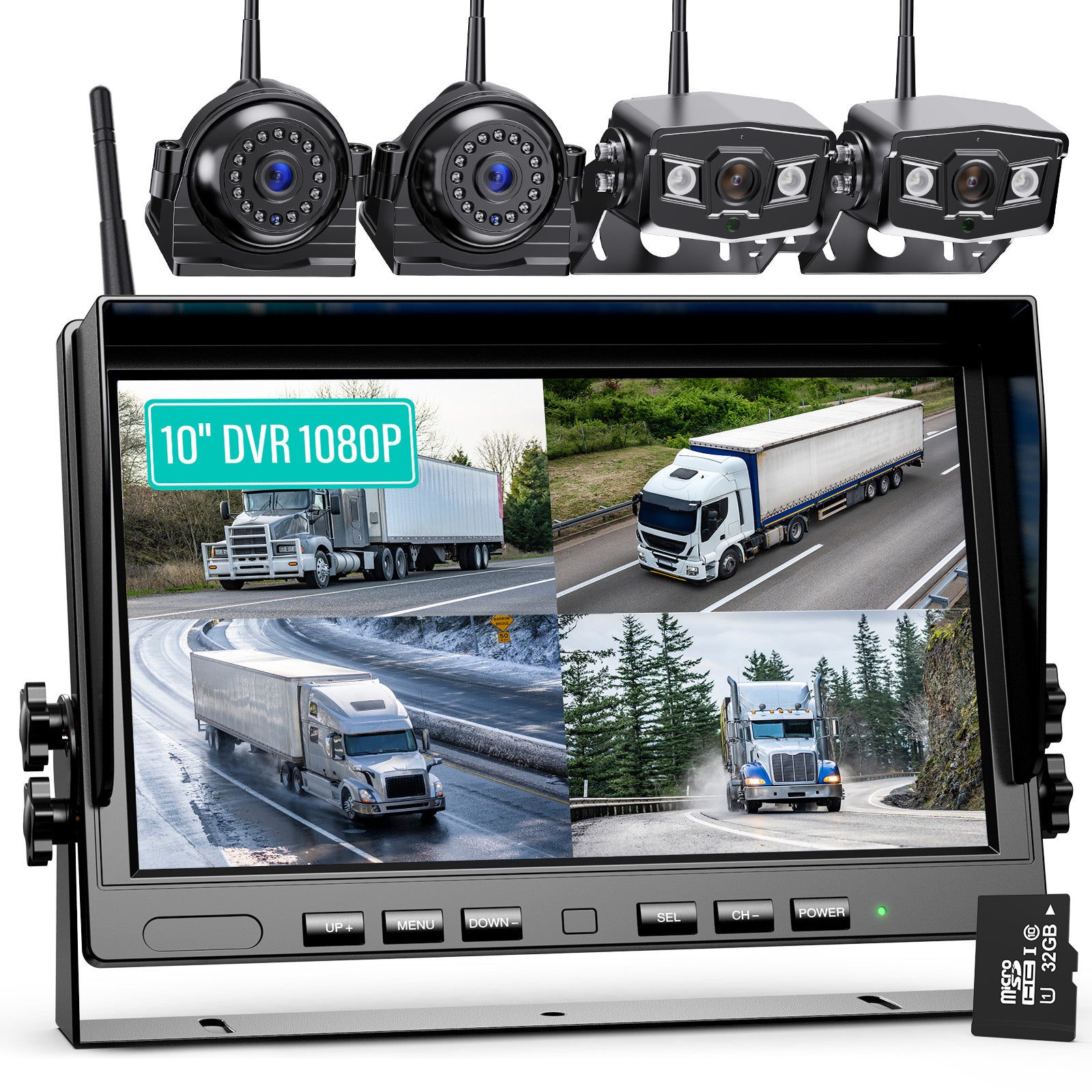 Nuoenx 10" Wireless Backup Camera System, HD 1080P Digital Rear View S ...